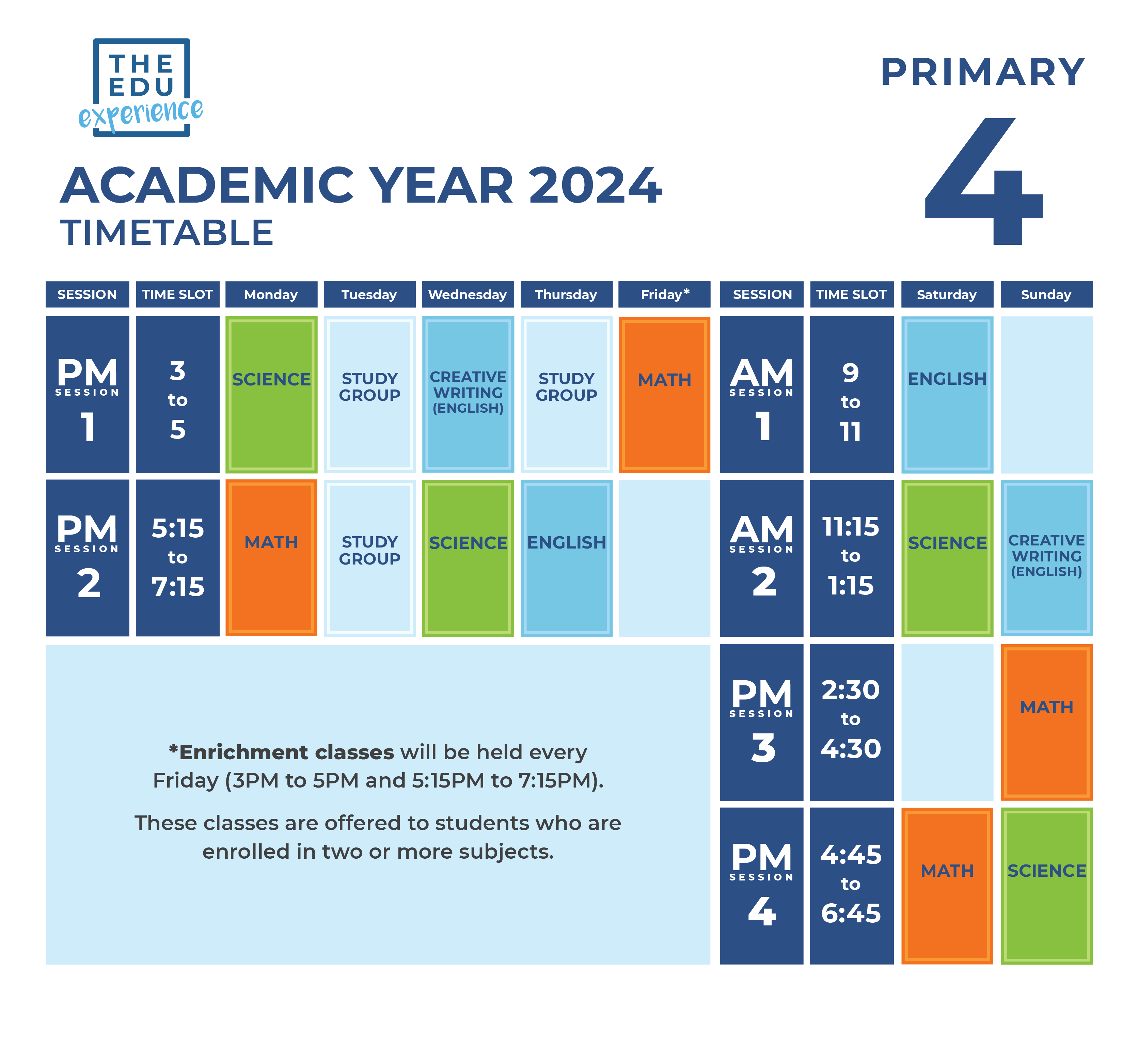 Class Schedule - The Edu Experience