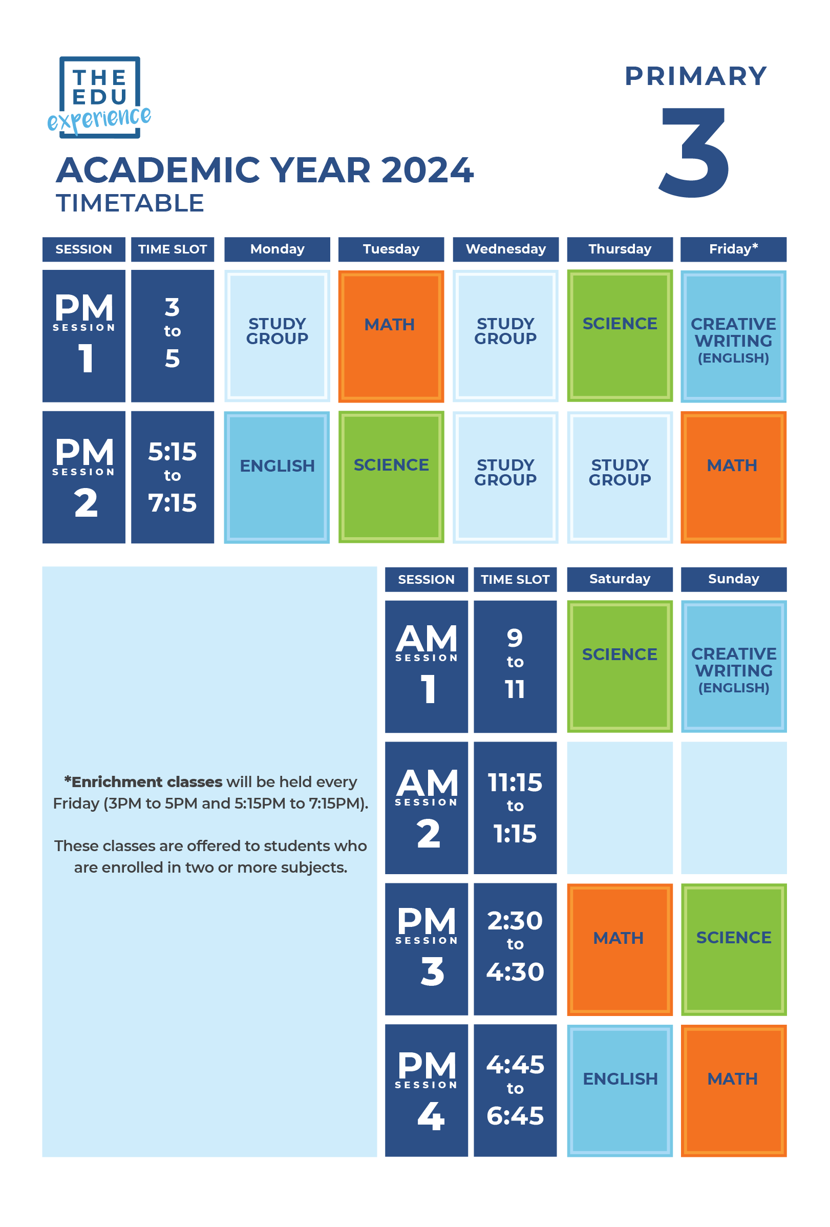 Class Schedule - The Edu Experience
