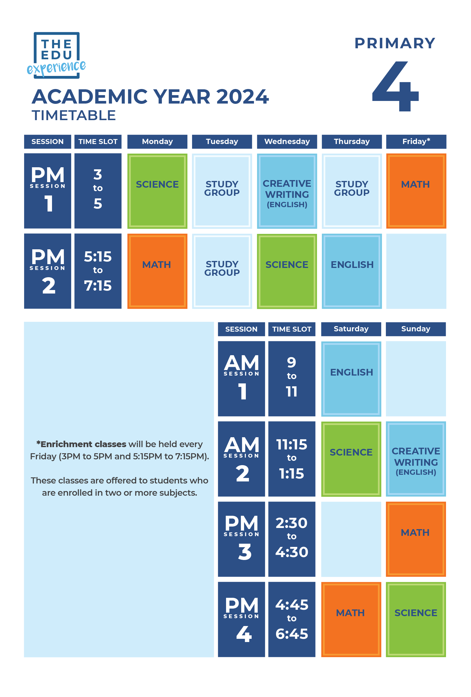 Class Schedule - The Edu Experience