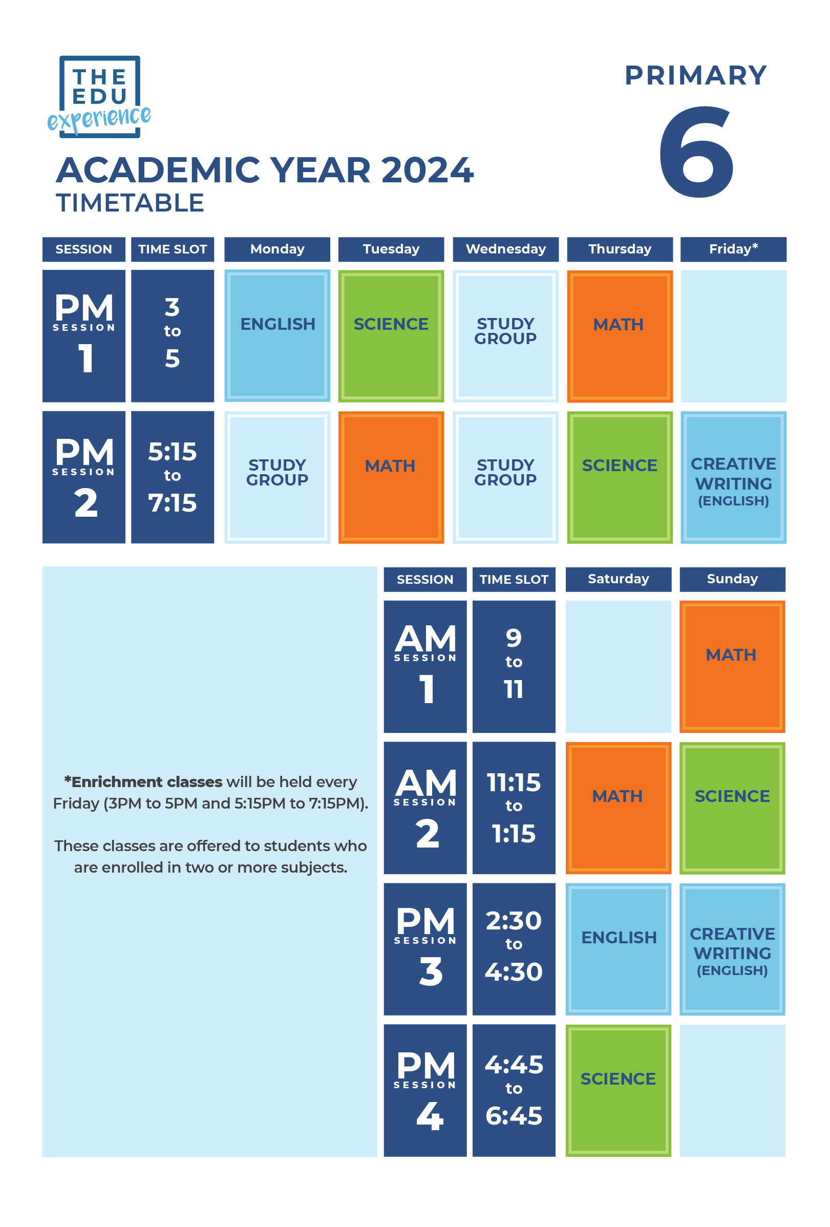 Class Schedule - The Edu Experience