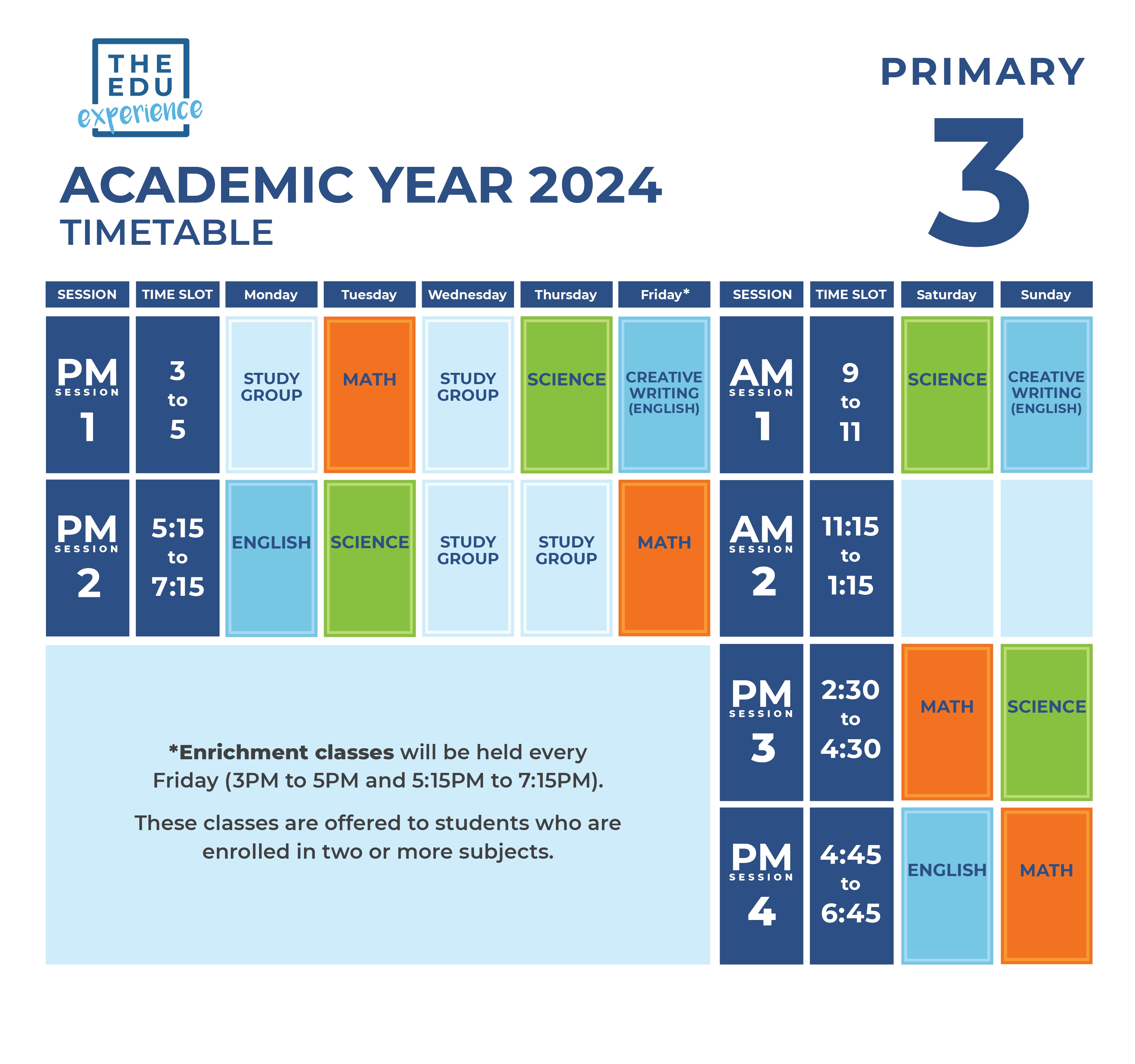 Class Schedule - The Edu Experience